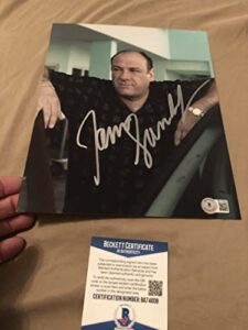 autographed james gandolfini 8×10 photo beckett signed tony soprano huge signature