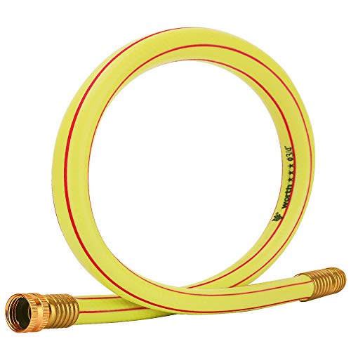 Solution4Patio Homes Garden Short Hose 3/4 in. x 3 ft. Yellow Lead-in Hose Solid Brass Fittings for Water Softener, Dehumidifier