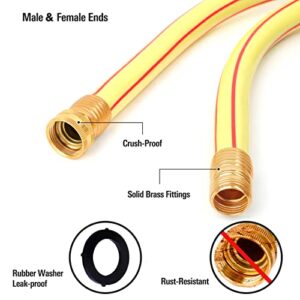 Solution4Patio Homes Garden Short Hose 3/4 in. x 3 ft. Yellow Lead-in Hose Solid Brass Fittings for Water Softener, Dehumidifier