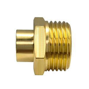 Hooshing 4PCS Garden Hose Atapter 3/4" GHT Male x 1/4" NPT Female Connector GHT to NPT Brass Fittings Female to Male Water Hose Quick Connector