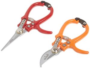 2 – pack q-yard pruning shear, mini- extra sharp garden hand pruners, easier cutting, comfortable ergonomic, less effort – gardening scissors for men & women