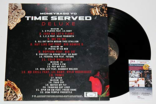 Moneybagg Signed Time Served Deluxe Album LP Vinyl Record Yo w/JSA COA