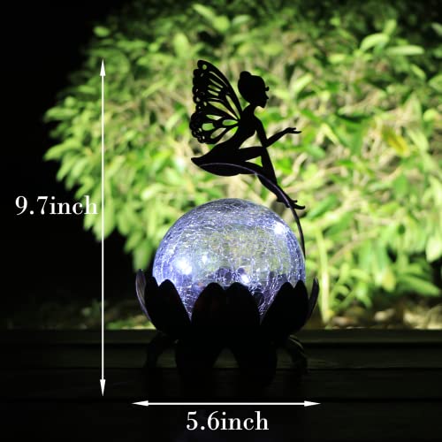 MUMTOP Solar Lantern Fairy Light, Crackle Glass Solar Lights Outdoor LED Waterproof Tabletop Lamp for Table, Yard, Garden, Patio, Lawn Decor