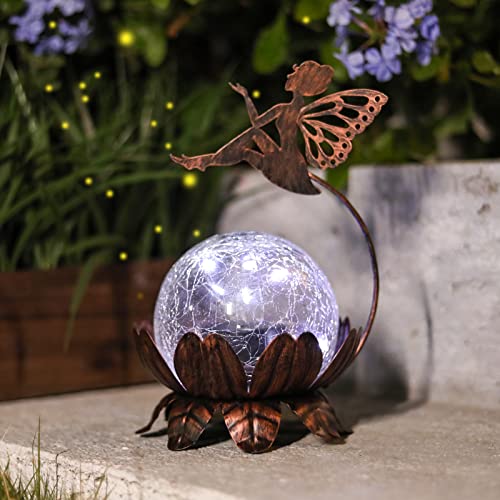 MUMTOP Solar Lantern Fairy Light, Crackle Glass Solar Lights Outdoor LED Waterproof Tabletop Lamp for Table, Yard, Garden, Patio, Lawn Decor