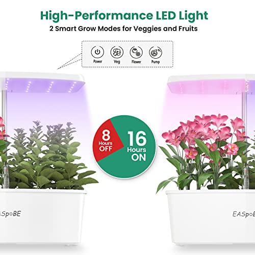 Hydroponic Growing System, Indoor Herb Garden, Smart Garden with LED Grow Light, 6L Water Tank Germination Kit, 18.5'' Height Adjustable, White