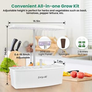 Hydroponic Growing System, Indoor Herb Garden, Smart Garden with LED Grow Light, 6L Water Tank Germination Kit, 18.5'' Height Adjustable, White