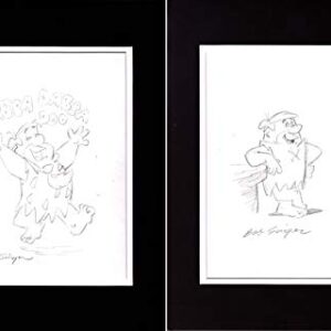 2 LOT The FLINTSTONES Yabba Dabba Doo Pencil Drawings Signed by Bob Singer