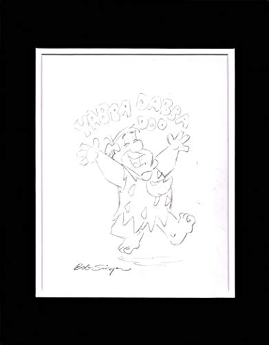 2 LOT The FLINTSTONES Yabba Dabba Doo Pencil Drawings Signed by Bob Singer