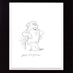 2 LOT The FLINTSTONES Yabba Dabba Doo Pencil Drawings Signed by Bob Singer