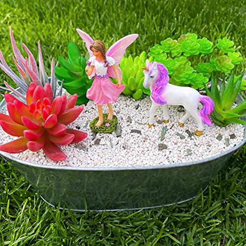 Mood Lab Fairy Garden - Fairy with Unicorn Set of 2 pcs - Miniature Figurines Statue Kit - Outdoor or House Decor