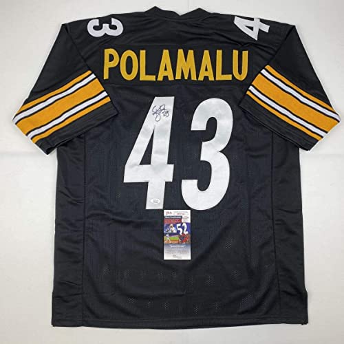 Autographed/Signed Troy Polamalu Pittsburgh Black Football Jersey JSA COA