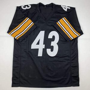 Autographed/Signed Troy Polamalu Pittsburgh Black Football Jersey JSA COA