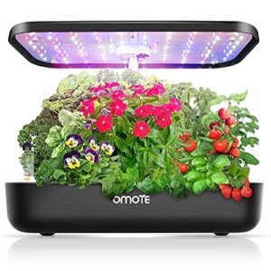 hydroponics growing system, omote hydroponic garden for indoor plants, herb garden with 36w 80 led grow lights, 12 kits, 2 modes, automatic timer, auto germination kit indoor garden for family kitchen