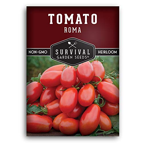 Survival Garden Seeds - Roma Tomato Seed for Planting - Packet with Instructions to Plant and Grow Italian Roma Tomatoes in Your Home Vegetable Garden - Canning Favorite - Non-GMO Heirloom Variety