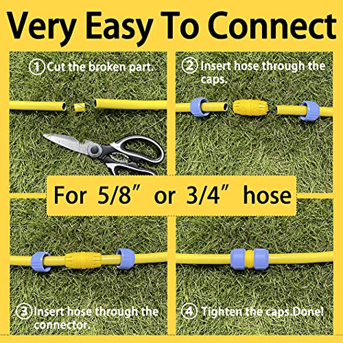 (5/8" or 3/4") Easy Garden Hose Repair Kit Hose Connector Hose Fitting Water Repair End Hose Mender Barbed Hose Extender Pipe Adapter 3 Sets Fit for 5/8 inch or 3/4 inch hose