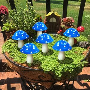 Abkshine 6-Pack Blue Solar Garden Lights, Solar Powered Mushroom Stake Lights for Outdoor Yard Decor, Waterproof Garden Ornaments for Backyard Lawn Deck Landscape Fence Christmas Halloween Decorations