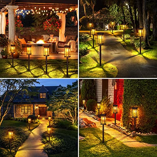 KOOPER Solar Pathway Lights Outdoor, 4 Pack Upgraded Solar Outdoor Lights, Bright Solar Garden Lights Outdoor Waterproof, Auto On/Off Outdoor Solar Lights for Yard Landscape Path Lawn Patio Walkway