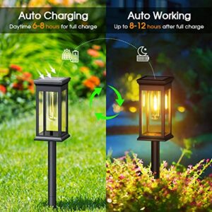 KOOPER Solar Pathway Lights Outdoor, 4 Pack Upgraded Solar Outdoor Lights, Bright Solar Garden Lights Outdoor Waterproof, Auto On/Off Outdoor Solar Lights for Yard Landscape Path Lawn Patio Walkway