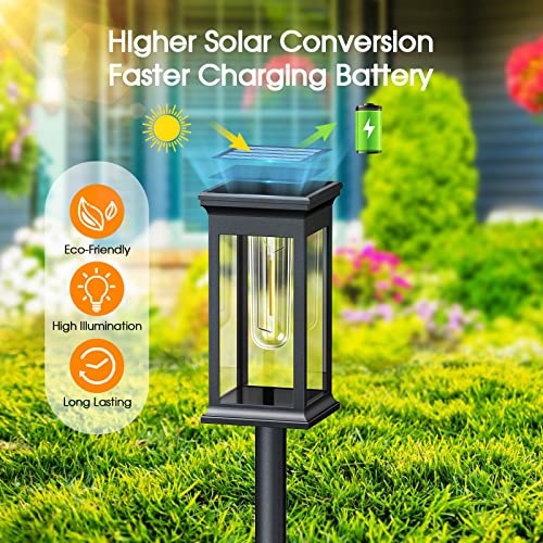 KOOPER Solar Pathway Lights Outdoor, 4 Pack Upgraded Solar Outdoor Lights, Bright Solar Garden Lights Outdoor Waterproof, Auto On/Off Outdoor Solar Lights for Yard Landscape Path Lawn Patio Walkway