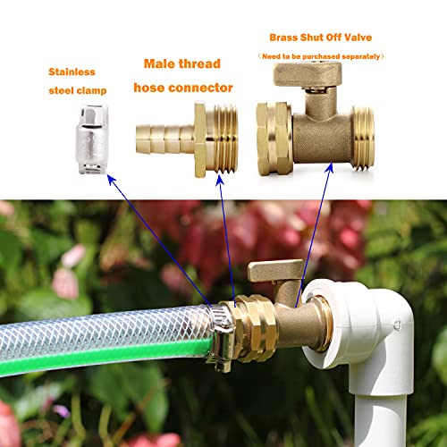 YELUN Solid Brass Garden Hose Repair Connector with Clamps Hose End Repair Kit,Fit for 1/2"Garden Hose Fitting,Male and Female Hose Fittings(1/2"-3 Set)