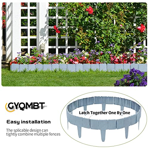 Garden Landscape Edging Border No Dig, 16.4 ft DIY Garden Fence Stone Effect Lawn Edging Plastic Plant Border for Landscape,Flowerbed, Sidewalk,Outdoor Flower Lawn (20 PCS)