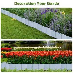 Garden Landscape Edging Border No Dig, 16.4 ft DIY Garden Fence Stone Effect Lawn Edging Plastic Plant Border for Landscape,Flowerbed, Sidewalk,Outdoor Flower Lawn (20 PCS)