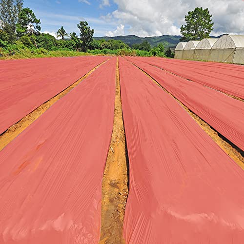 3 Mil Embossed Red Mulch Garden Plastic Film,4ft X 25ft Red Agriculture Crops Grow Film,Red Planting Mulch Film for Potato, Tomato, Eggplant, Strawberry