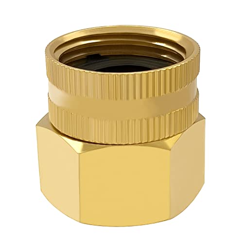 Hooshing 3PCS Brass Garden Hose Swivel Adapter Connector 3/4" GHT to 3/4" NPT Thread Double Female Garden Hose Adapter