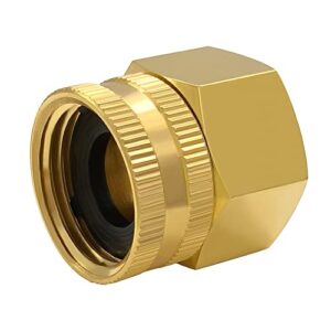 Hooshing 3PCS Brass Garden Hose Swivel Adapter Connector 3/4" GHT to 3/4" NPT Thread Double Female Garden Hose Adapter