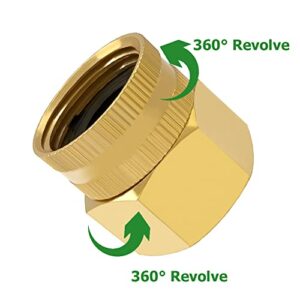 Hooshing 3PCS Brass Garden Hose Swivel Adapter Connector 3/4" GHT to 3/4" NPT Thread Double Female Garden Hose Adapter