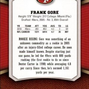 2011 Topps Rising Rookies #4 Frank Gore NFL Football Trading Card