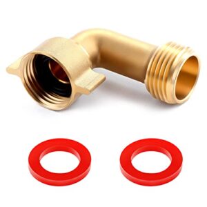 litorange garden hose elbow connector 90 degree brass hose elbow fitting quick swivel connect adapter thread size 3/4″ + 2 pressure washers