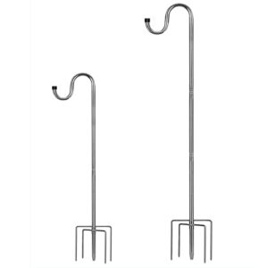 home right bird feeder pole,30 to 62 inch adjustable shepherds hook heavy duty 5 prong metal hanger hook garden plant hooks for wedding decoration(1 pack)