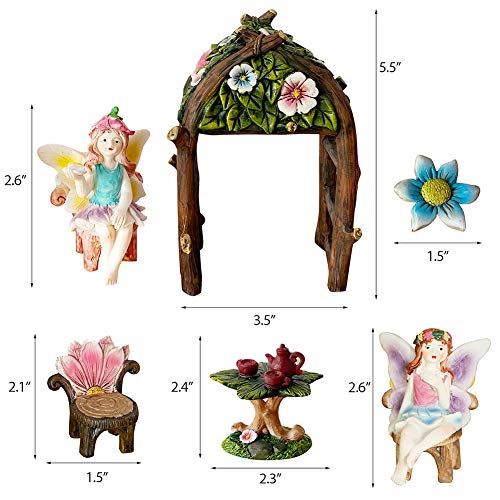 Miniature Fairy Garden Fairies - Fairy Houses Accessories Mini Village Patio Indoor Outdoor Garden Set Kit Decor Flower Succulent Garden for Kids Girl Boy Birthday Gifts Cake Topper Decorations