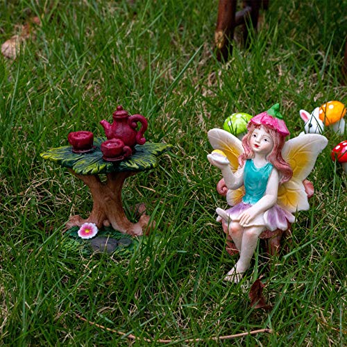 Miniature Fairy Garden Fairies - Fairy Houses Accessories Mini Village Patio Indoor Outdoor Garden Set Kit Decor Flower Succulent Garden for Kids Girl Boy Birthday Gifts Cake Topper Decorations