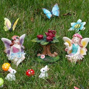 Miniature Fairy Garden Fairies - Fairy Houses Accessories Mini Village Patio Indoor Outdoor Garden Set Kit Decor Flower Succulent Garden for Kids Girl Boy Birthday Gifts Cake Topper Decorations