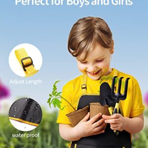 Kids Gardening Set, Geyiie Kids Gardening Tools for Girls Boys Childrens Toddler Gardening Set Garden Toys for Kids Ages 2+ Gardening Kit Garden Gift Sets, Shovel, Rake, Trowel, Tote Bag, Apron (6PCS)