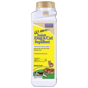 bonide go away! rabbit, dog, & cat repellent granules, 1 lb ready-to-use, keep dogs off lawn, garden, mulch & flower beds