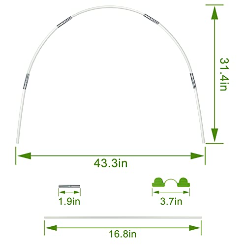 XYADX Greenhouse Hoops Row Cover Hoops Tunnel 3.5-Foot-Long DIY Greenhouse Hoops for Garden Netting and Raised Bed Plant Support Stakes with Greenhouse Clamps - 25pcs