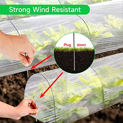 Hoop House Tunnel Grow Greenhouse 2 Pack,Portable Small Gardening Green House,Adjustable Length Planting Tunnel with Metal Hoops,Clear Thickened Stretchy Plastic Cover,Easy Observe(10.2x1.65x1.3 FT)