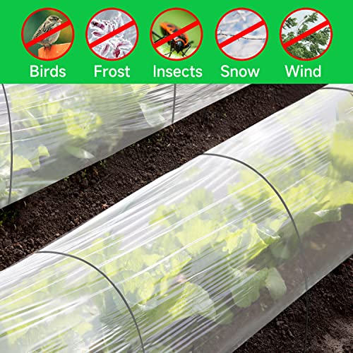 Hoop House Tunnel Grow Greenhouse 2 Pack,Portable Small Gardening Green House,Adjustable Length Planting Tunnel with Metal Hoops,Clear Thickened Stretchy Plastic Cover,Easy Observe(10.2x1.65x1.3 FT)