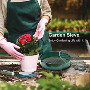 Soil Sieve Garden Riddle Sieve 12" Diameter, Fine Mesh Soil Sieve, Potting Sieve with 4 Interchangeable Filter Mesh Sizes 3,6,9,12mm and Shovel