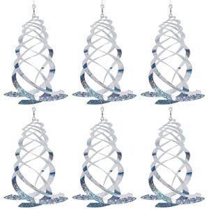 hausse 6 pack bird repellent spiral reflectors silver mylar spinner, hanging reflective bird deterrent device, garden decorative scare birds away, like woodpeckers, pigeons and geese