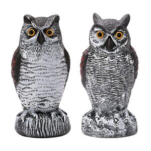 kky 2 packs fake plastic owl bird, garden owl statue,can repel pigeons away from the house, garden, pool.