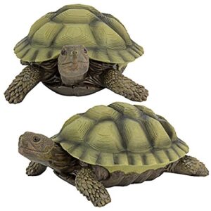 design toscano qm91887611 gilbert the box turtle garden decor animal statue, set of 2, full color