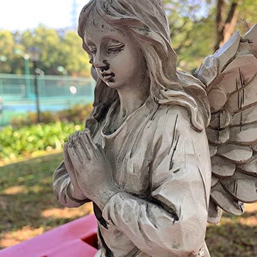 Handsider Garden Statue Angel Religious Fairy Sculpture Waterproof Decorative Figurine Art Decor for Patio, Lawn, Yard, Housewarming Ornament Present