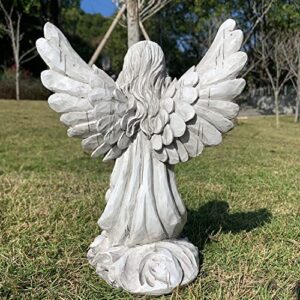 Handsider Garden Statue Angel Religious Fairy Sculpture Waterproof Decorative Figurine Art Decor for Patio, Lawn, Yard, Housewarming Ornament Present