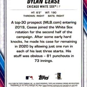 2020 Bowman Chrome Rookie of the Year Favorites Refractors #ROYF-DC Dylan Cease Chicago White Sox Baseball Card