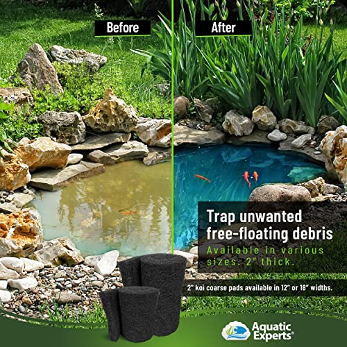 Aquatic Experts Classic Koi Pond Filter Pad COARSE – Black Bulk Roll Pond Filter Media, Rigid Ultra-Durable Latex Coated Fish Pond Filter Material US (2" x 12" x 36")