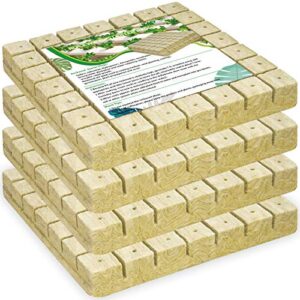 halatool 1.5 inch garden rockwool stonewool, rockwool grow cubes, 4 sheets starter plugs for soilless cultivation, seedlings cuttings, clone plants, hydroponics germination start (196 plugs in total)